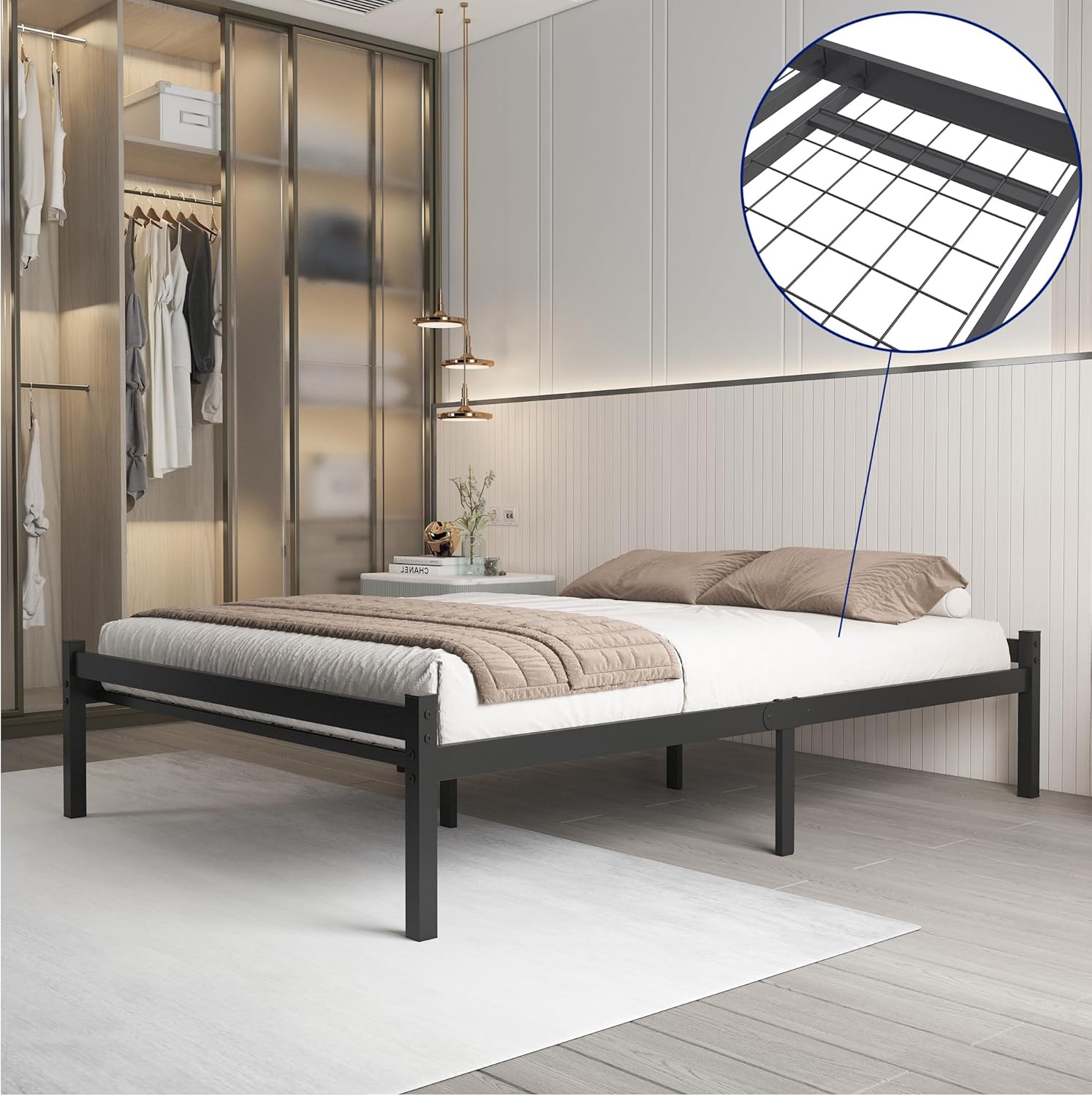 Felix 4ft6 Black Heavy Duty Mesh Base Metal Bed Frame